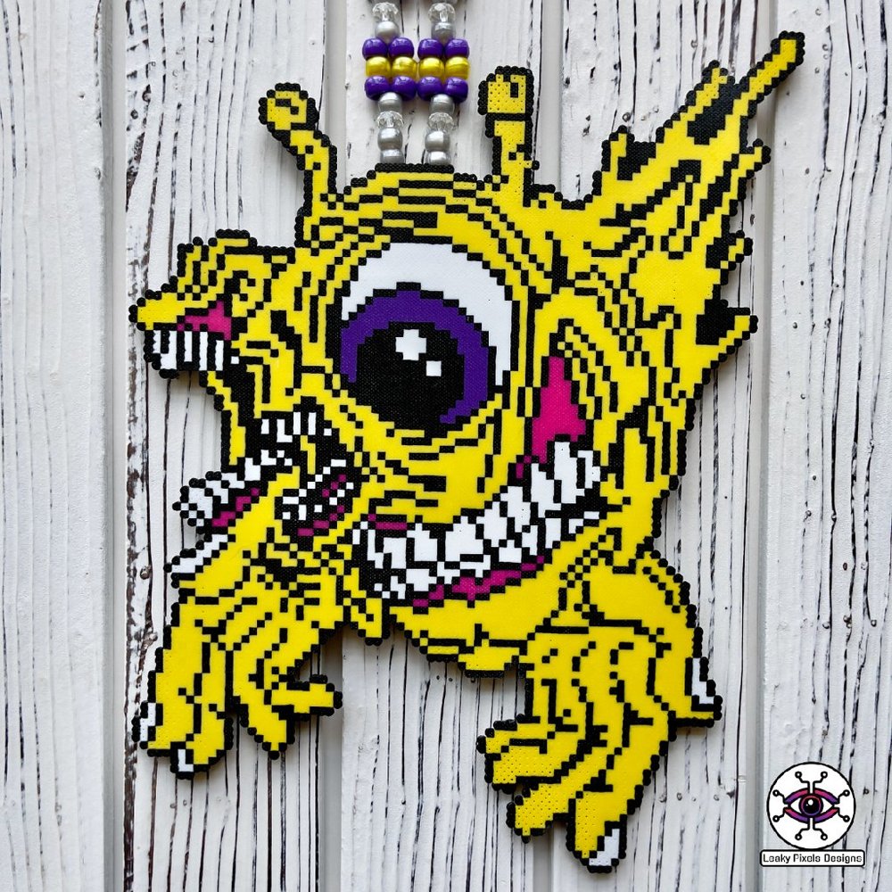 Yellow Cyclops Perler Necklace - Gem